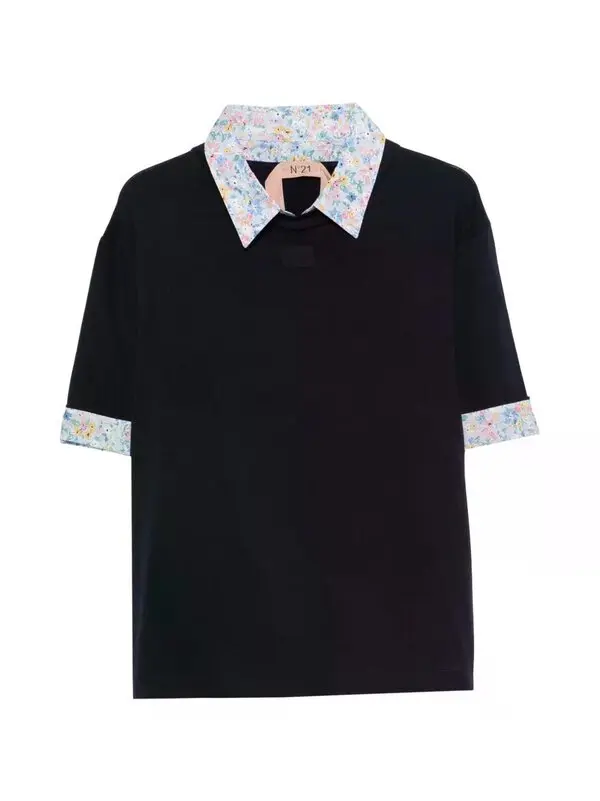 N°21 Floral-collar T-shirt - Blue