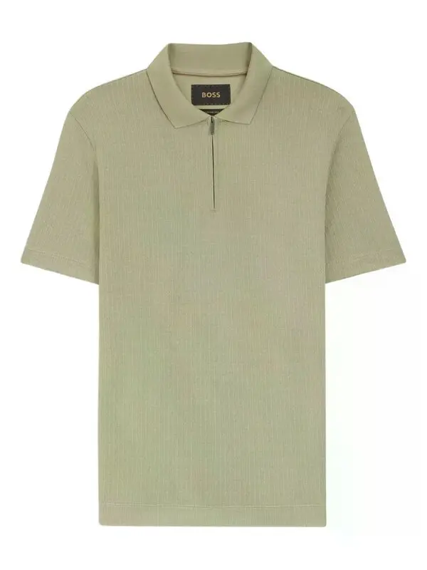 BOSS Half-zip Textured Polo Shirt - Neutrals