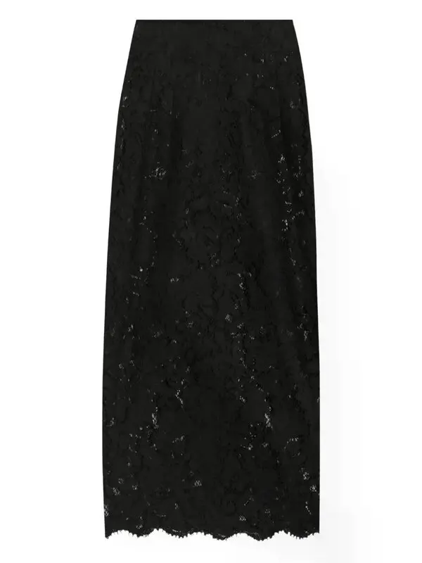 Dolce & Gabbana Cordonetto Lace-trim Midi Skirt - Black