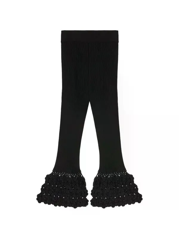 GANNI Floral Ribbed Trousers - Black