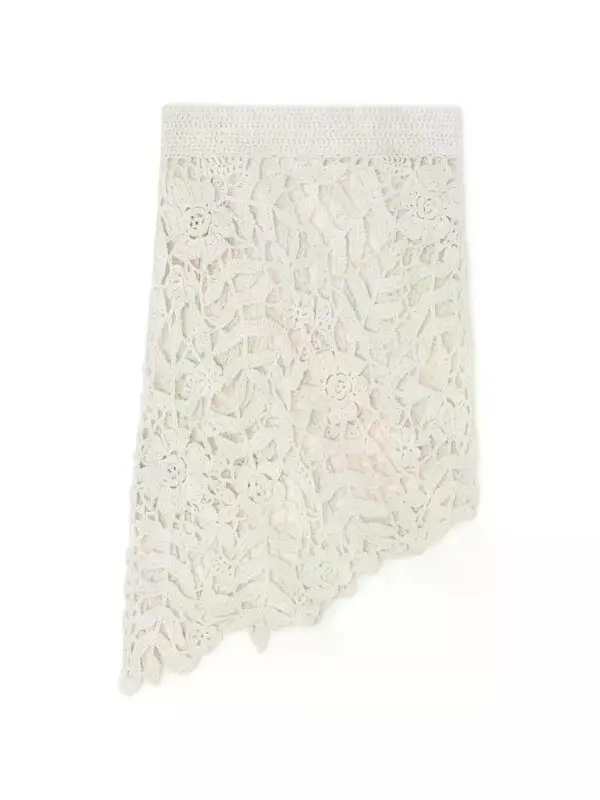 GANNI Asymmetric Floral Crochet Skirt - Neutrals
