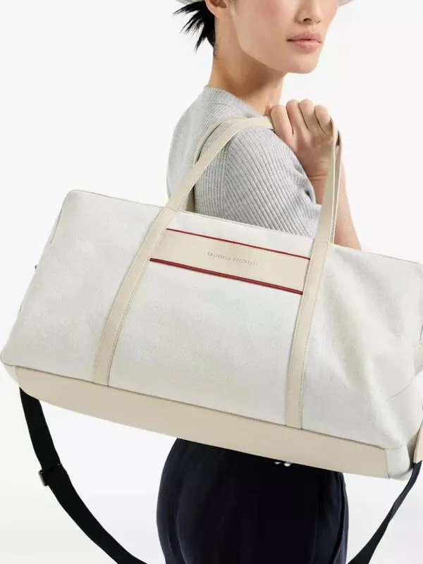 Brunello Cucinelli Canvas Logo Bag - Neutrals
