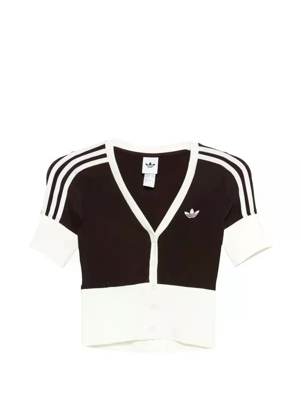 Adidas Stripe Short-sleeve Cardigan - Brown