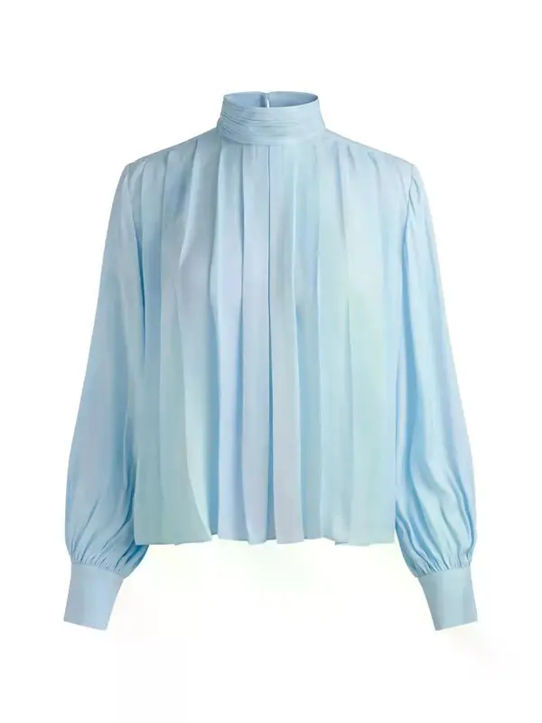 Alice + Olivia Pleated Blouson Blouse - Blue