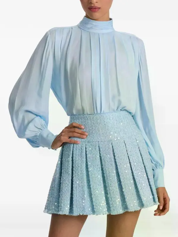 Alice + Olivia Pleated Blouson Blouse