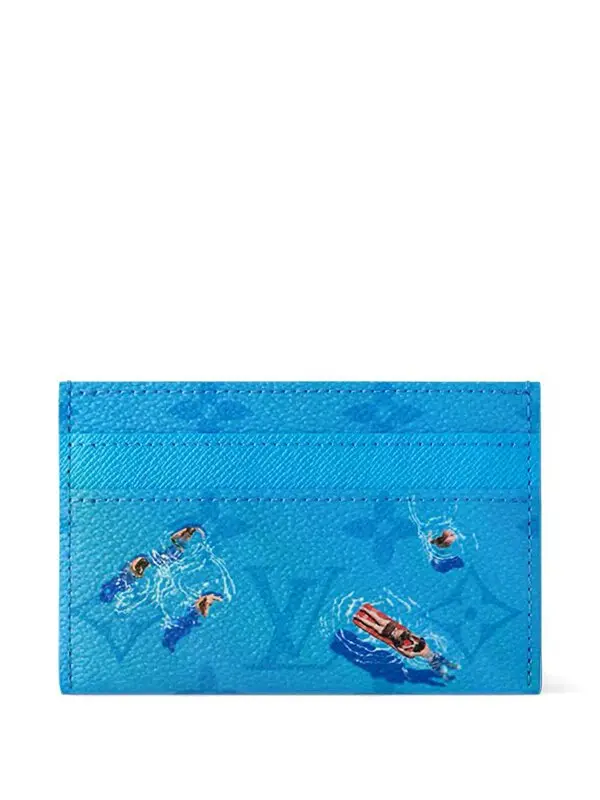 LOUIS VUITTON Monogram Double Card Holder - Blue