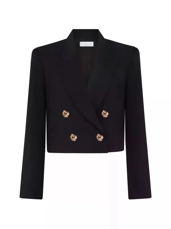 VIOLANTE NESSI Marinetti Geometric-button Cropped Blazer - Black