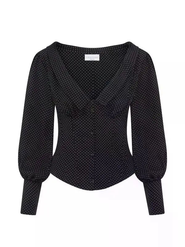 VIOLANTE NESSI Polka-dots V-neck Blouse - Black