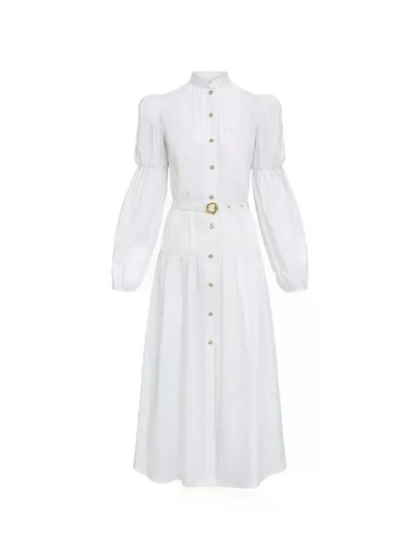 VIOLANTE NESSI Derain Long-sleeve Belted Dress - White