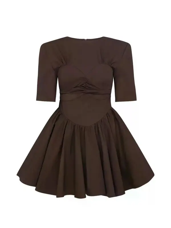VIOLANTE NESSI Short-sleeve Pleated Mini Dress - Brown