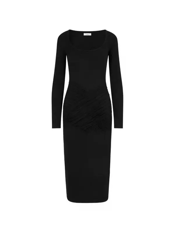 VIOLANTE NESSI Moore Long-sleeve Ruched-effect Midi Dress - Black