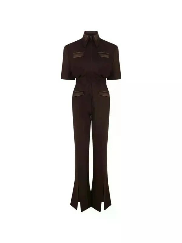 VIOLANTE NESSI Duse Strong Collar Split Jumpsuit - Brown