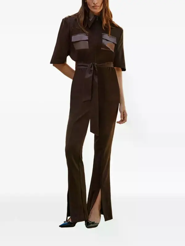 VIOLANTE NESSI Duse Strong Collar Split Jumpsuit - Brown