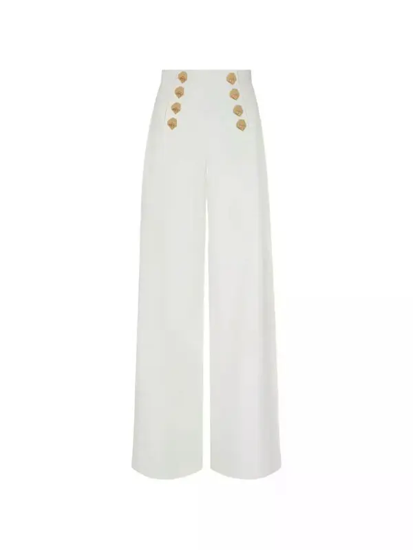 VIOLANTE NESSI Viotti Button Wide-leg Pallazo Pants - White