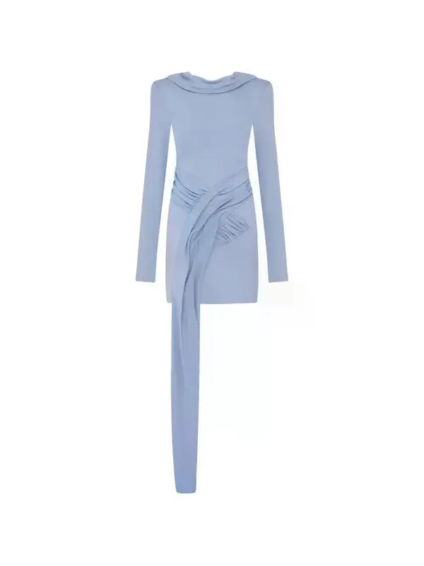 VIOLANTE NESSI Aligheri Draping Crossover Long-sleeve Mini Dress - Blue