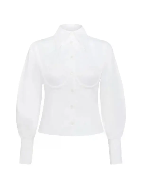 VIOLANTE NESSI Bellezza Corset Puffed-sleeve Shirt - White