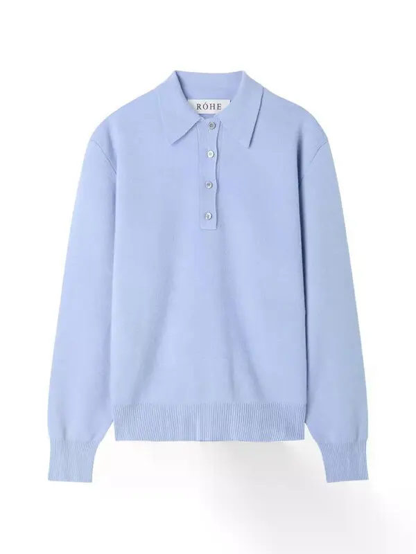 RÓHE Polo-collar Knitted Sweater - Blue