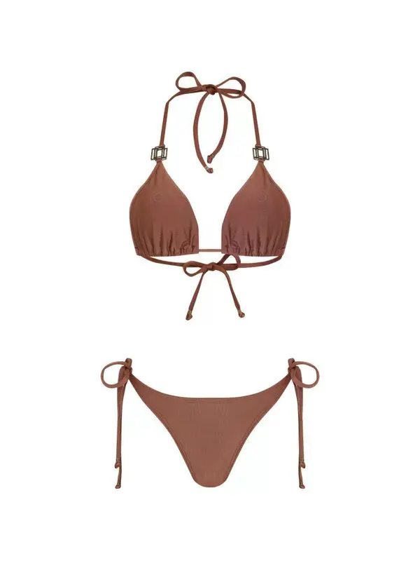AMIR SLAMA Buckle-detail Bikini - Brown