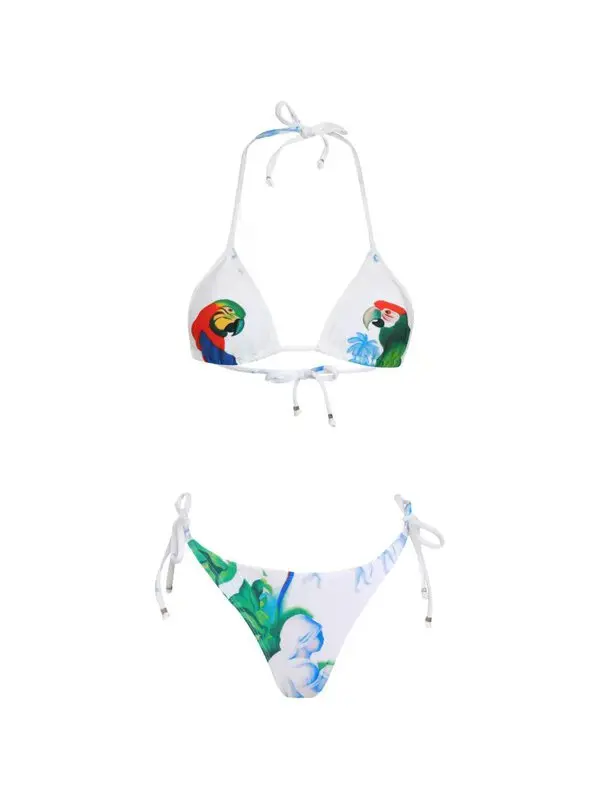 AMIR SLAMA Printed Tie-side Bikini - White