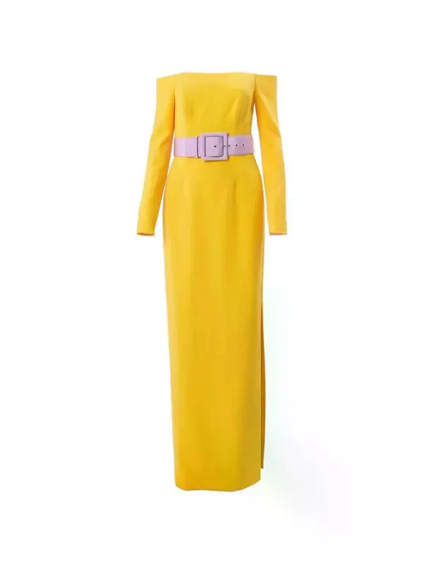 Carolina Herrera Off-shoulder Belted Dress - Yellow