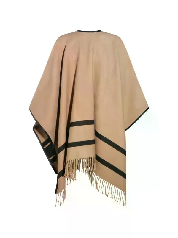 Max Mara Fringed Striped Poncho