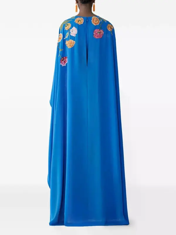 Carolina Herrera Embroidered Cape-front Caftan