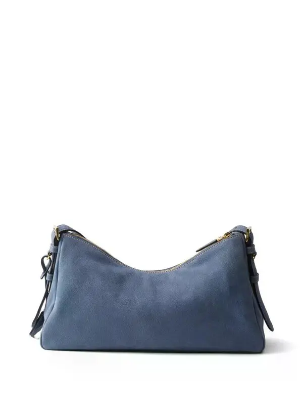 Prada Aimée Large Nubuck Leather Shoulder Bag - Blue