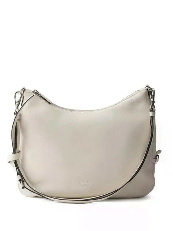 Prada Fold Large Leather Shoulder Bag - Neutrals