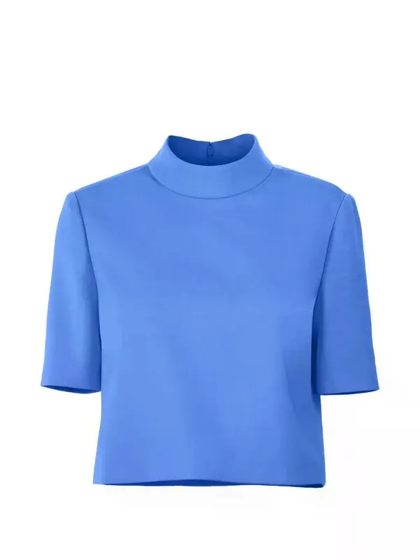 Carolina Herrera Short-sleeve Mock Neck Top - Blue