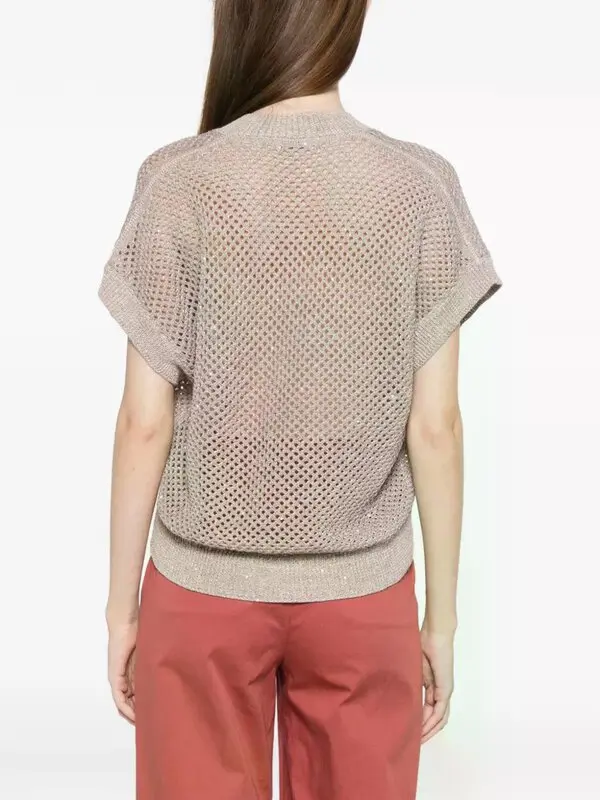 Peserico V-neck Open-knit Top