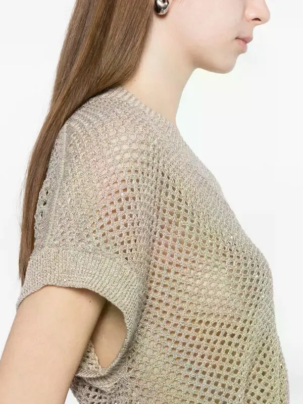 Peserico V-neck Open-knit Top