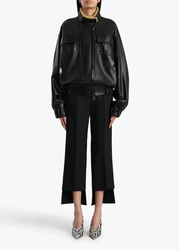 Khaite Malone Leather Jacket With Shearling Collar - Black