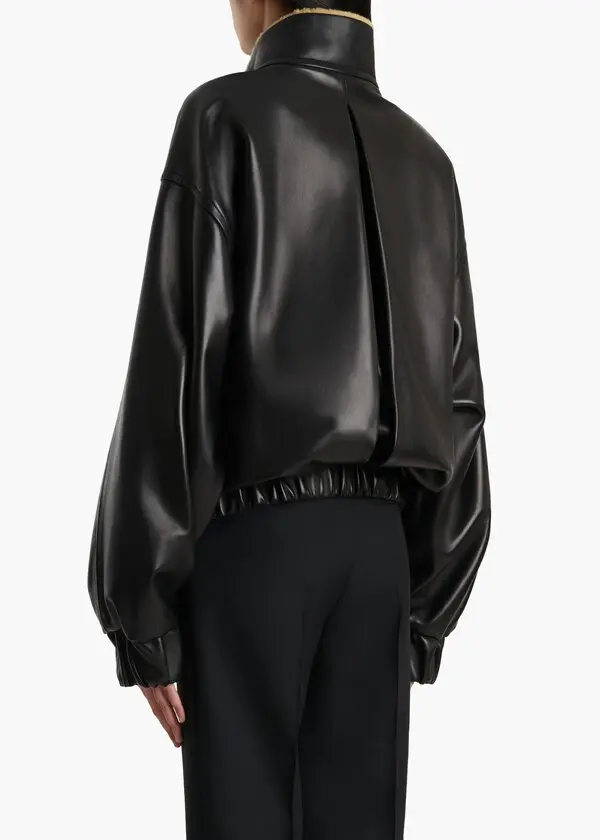 Khaite Malone Leather Jacket With Shearling Collar - Black