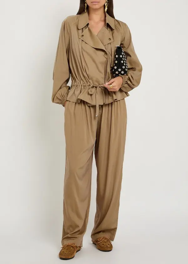 Isabel Marant Étoile Inaya Drawstring Woven Trousers - Khaki