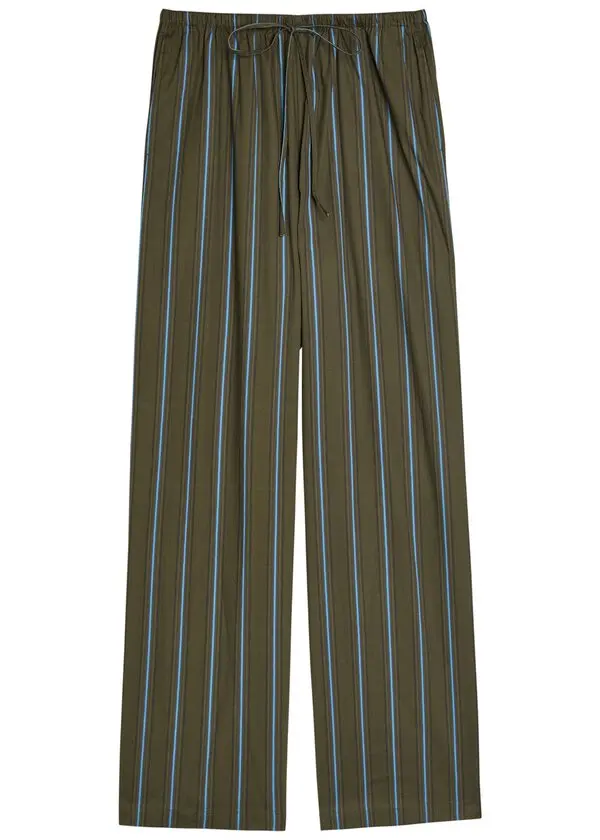 Staud Striped Stretch-cotton Poplin Trousers - Grey