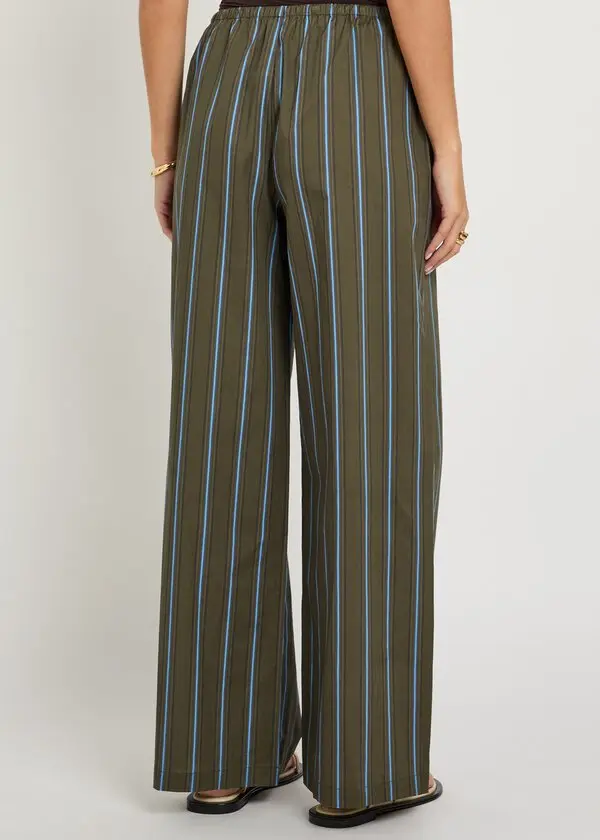 Staud Striped Stretch-cotton Poplin Trousers - Grey