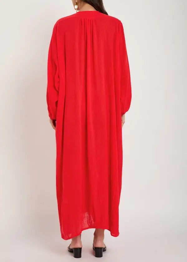LES VACANCES D'IRINA Pleated Cotton Midi Dress