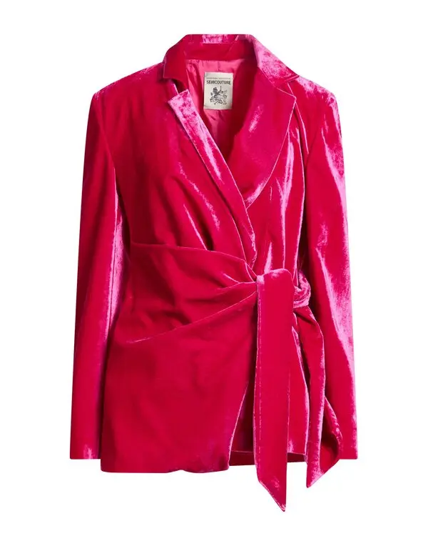 SEMICOUTURE Single-breasted Velvet Blazer - Pink