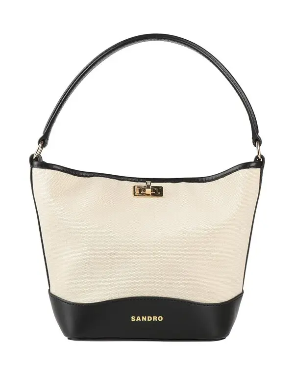 Sandro Handbag In Cotton And Cowhide - Beige