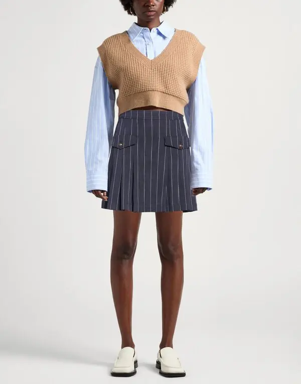 Sandro Mini Skirt In Striped Weave With Decorative Pockets