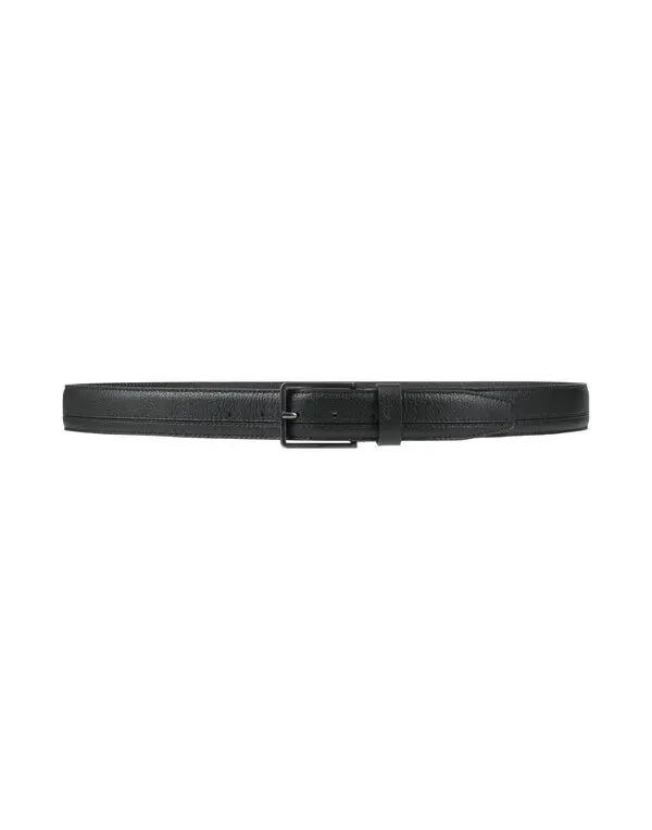 PIQUADRO Pebbled Leather Belt With Buckle - Black