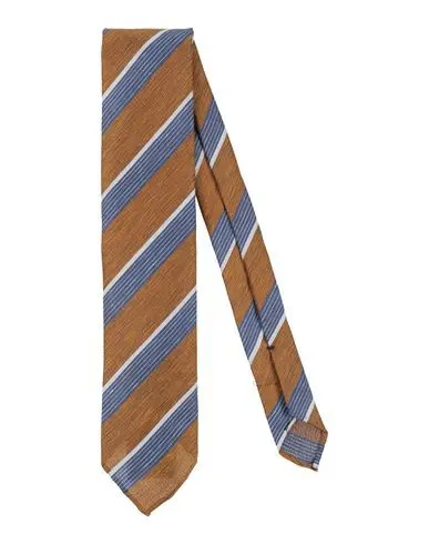 DE PETRILLO Ties & Bow Ties Camel Linen, Silk - Beige