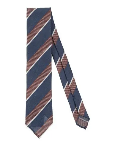 DE PETRILLO Ties & Bow Ties Camel Linen, Silk - Navy