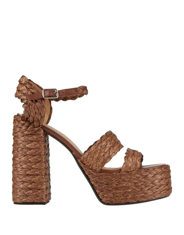CastaÑer Braided Raffia Platform Sandals With Ankle Strap - Brown