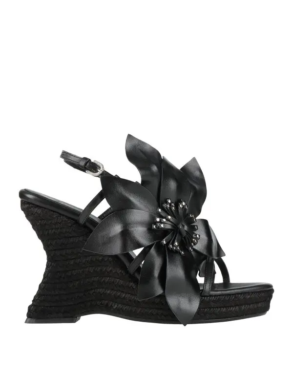 CastaÑer Leather Wedge Espadrilles With Floral Appliqu