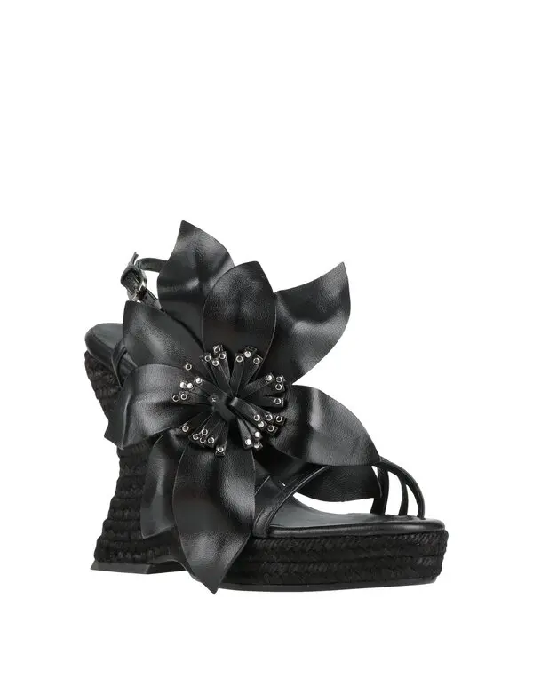 CastaÑer Leather Wedge Espadrilles With Floral Appliqu