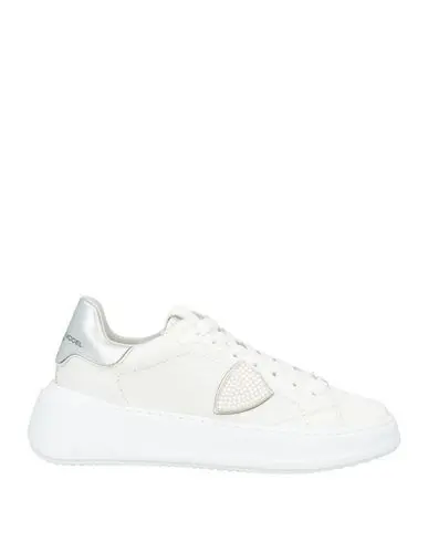 Philippe Model Tres Temple Sneakers Size Leather, Textile Fibers - White