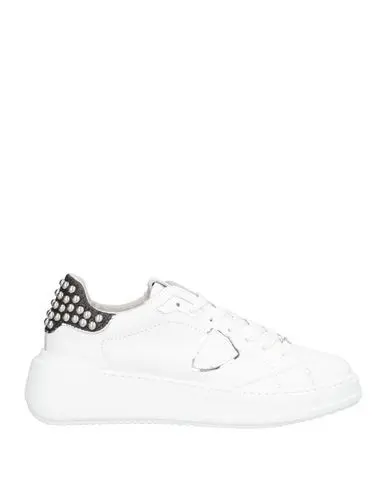 Philippe Model Tres Temple Sneakers Size Leather, Textile Fibers - White
