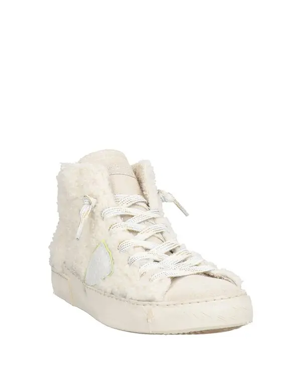 Philippe Model Leather And Textile High-top Sneakers With Glitter Detail - White