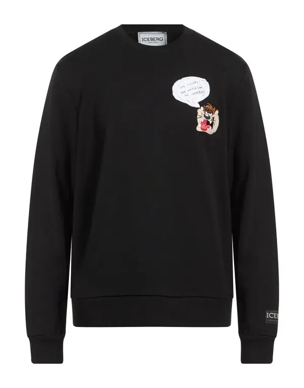 Iceberg Cotton Terry Sweatshirt With Appliqués - Black